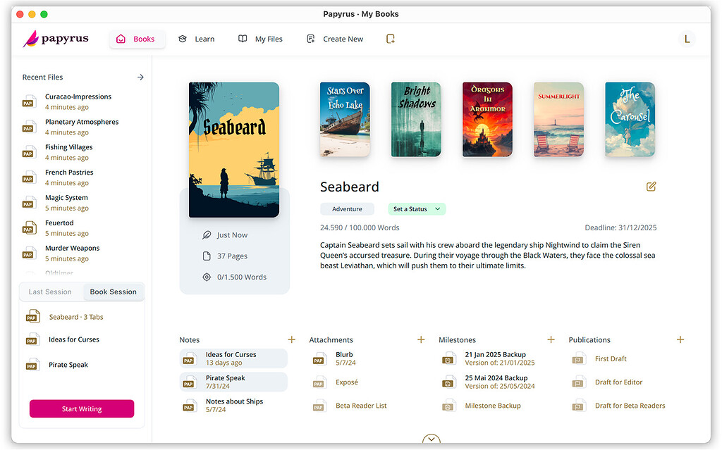 The all-new Start Screen: The Book View - News - Papyrus Community